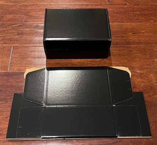 25 Boxes 9x6x4 Black Fold Down Front Lock Mailing Cardboard Corrugated ...