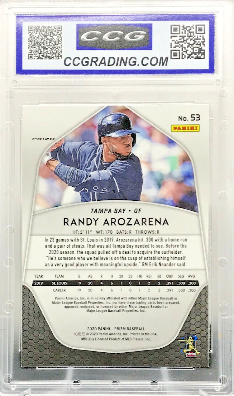 Randy Arozarena 2020 Panini Prizm Gem Mint 10 Red White Blue Rookie RC ...