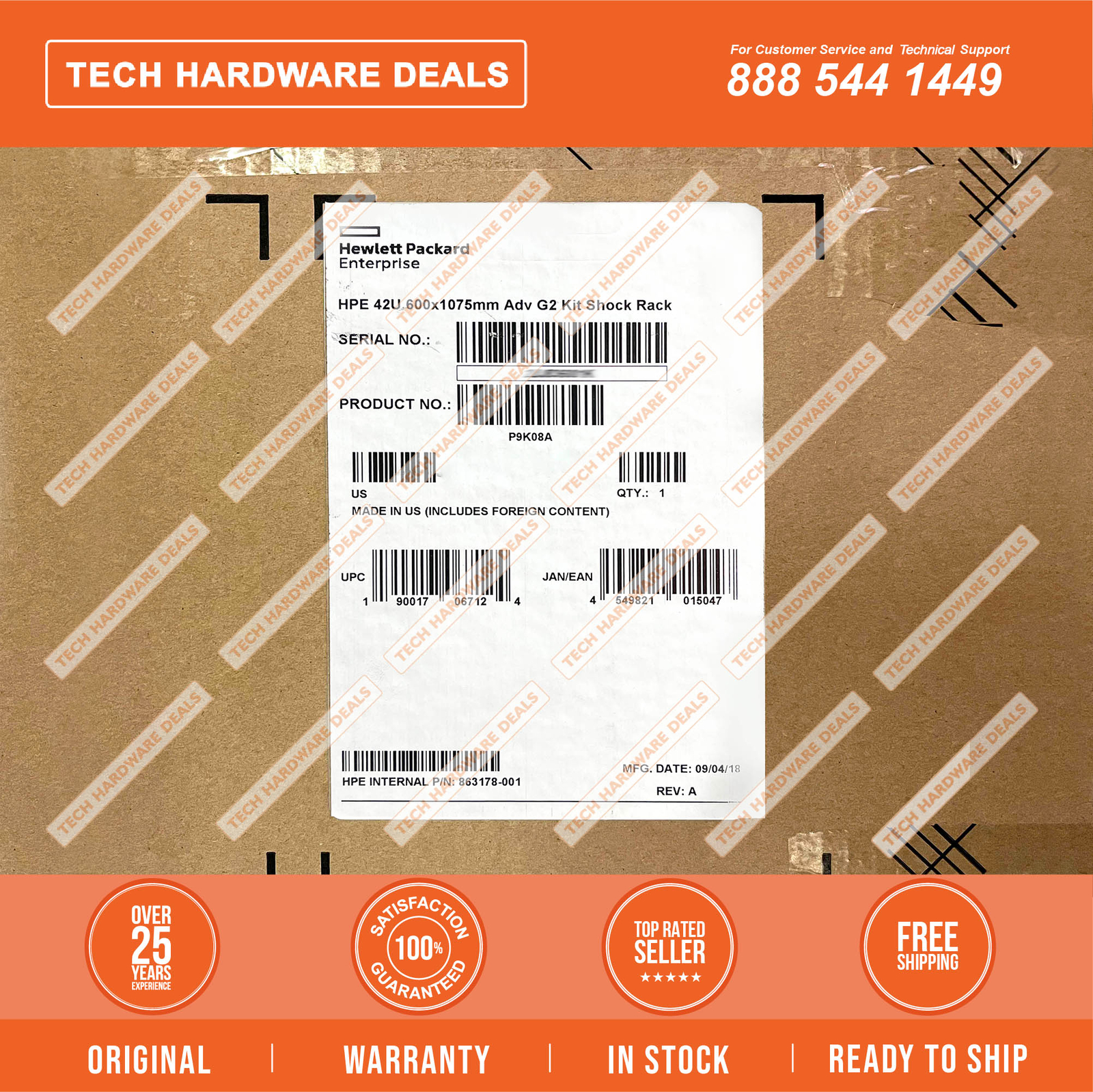 P9K08A RETAIL BOX HPE 42U 600mmx1075mm G2 Kitted Advanced Shock Rack ...