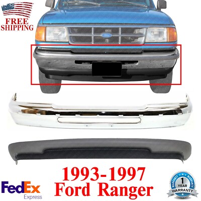Front Bumper Face Bar Chrome + Lower Valance Textured For 1993-1997 ...