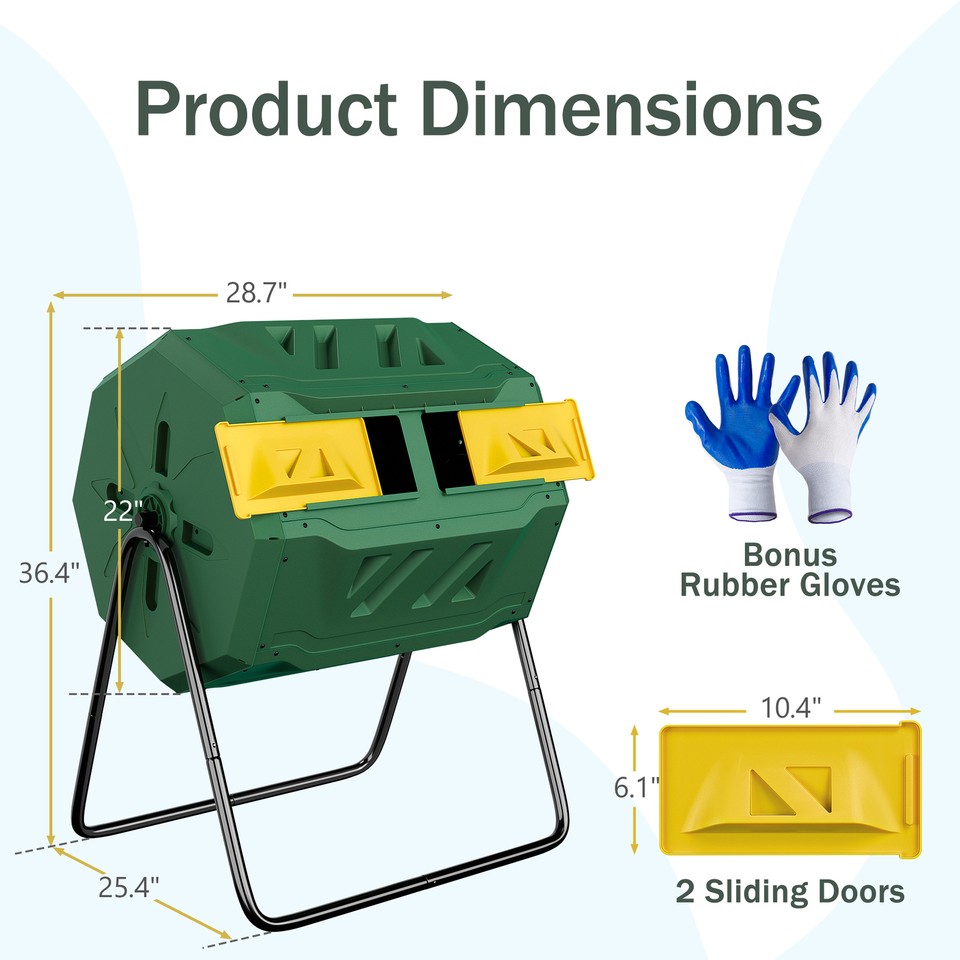 Compost Bin Kitchen Garden Waste Bin Composter Tumbler 18.5/37/43/80 ...