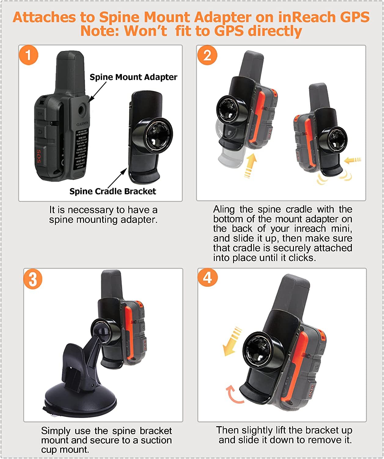 Car Flexible Suction Mount for Garmin inReach Explorer+, SE+, Mini ...