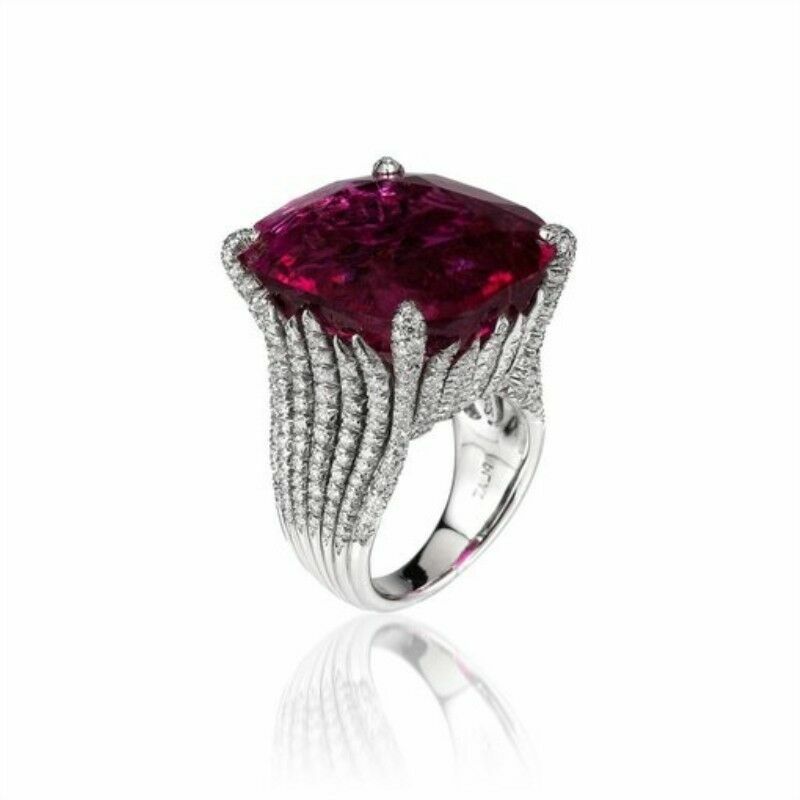 2.85CT Huge Ruby 935 Silver White Topaz CZ Wedding Engagement Woman's ...