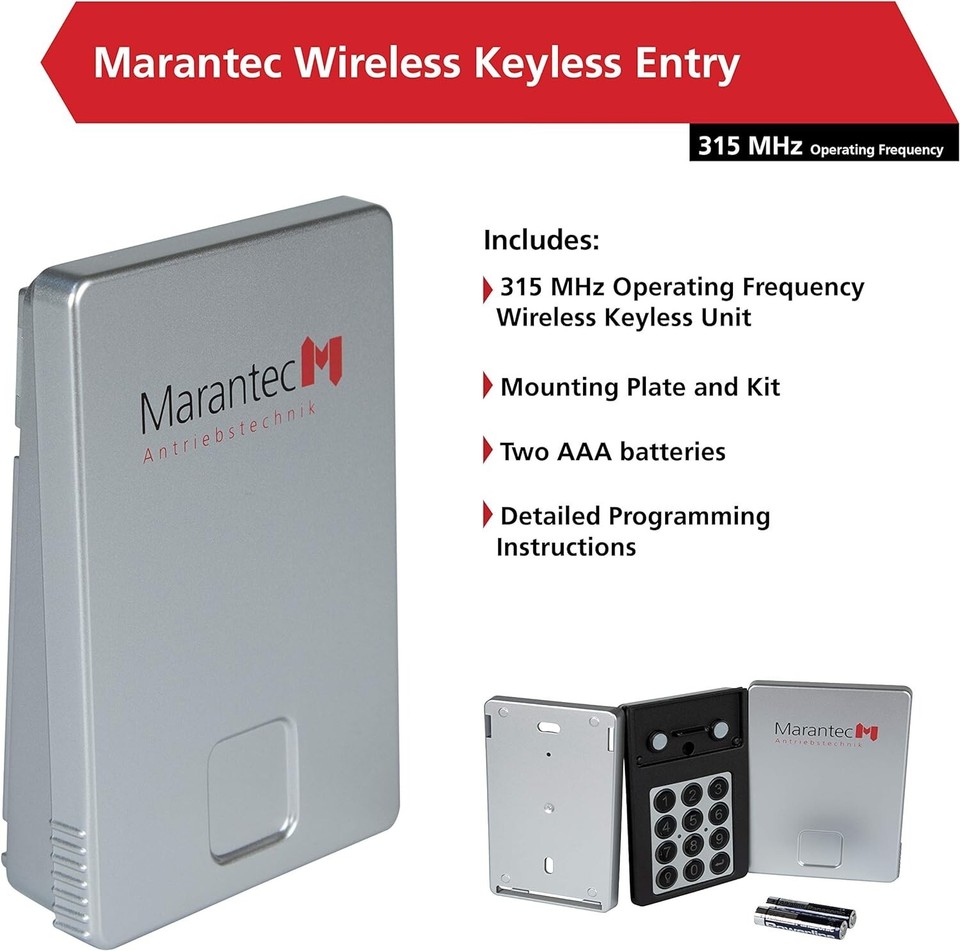 Marantec Ergonomic Wireless Keyless Garage Door Control with Easy ...