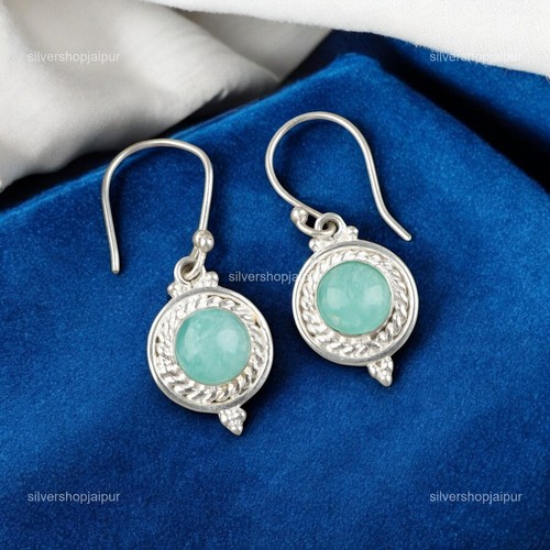 925 Silver Amazonite Gemstone Ethnic Dangle Sister Engagement Earrings ...