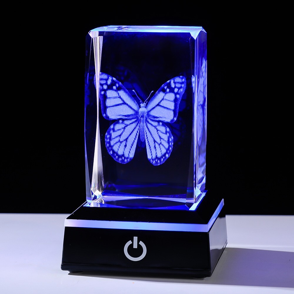 Lighted Crystal Butterfly Honeycomb Ruby UV Reactive Crystal Butterfly