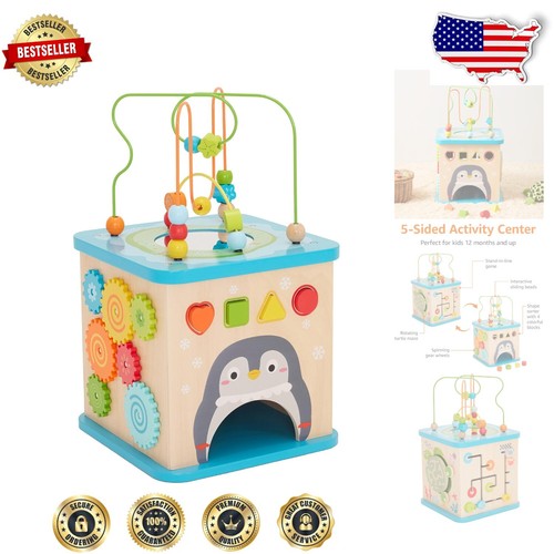 Durable Kids Wooden Activity Learning Cube - Multicolor Developmental ...