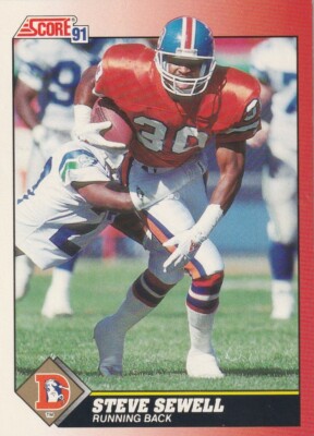 FREE SHIPPING-MINT-1991 Score #118 Steve Sewell Denver Broncos PLUS ...
