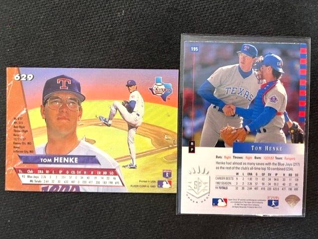 MLB - Tom Henke 1993 Fleer Ultra & 1993 Upper Deck SP Baseball ...