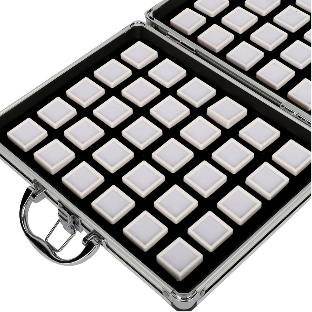 60x Gem Diamond Gemstone Display Collection Storage Box Aluminum ...
