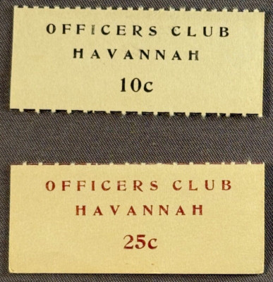 (2) Military Tokens Chits, New Hebrides, Officers Club, Havannah 10c ...