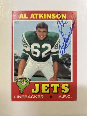 1971 Topps Al Atkinson Autographed Card #48 New York Jets A-29 | eBay