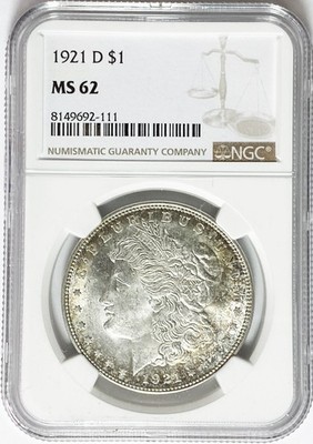 1921 D $1 Morgan Silver One Dollar NGC MS62 Denver | eBay