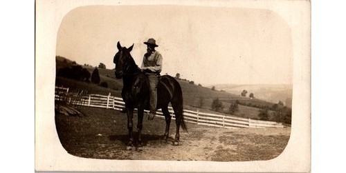 1910s RPPC Postcard Man Horse Rural Farm Scene AZO Stamp Box Adam ...