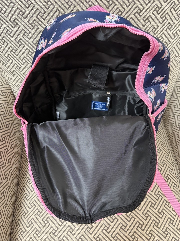 NWT Kids Puppie Love Backpack Pink Navy Blue Neoprene 16x13 Dog Rescue ...