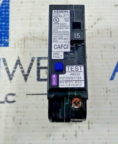 New Siemens QA115AFCN 15 Amp 1 Pole 120V QAF2N CAFCI Arc Fault Circuit ...