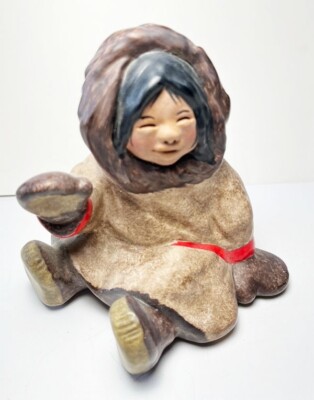 C Alan Johnson DINAH Inuit Alaska Girl Sitting and Waving Signed, 1982 ...