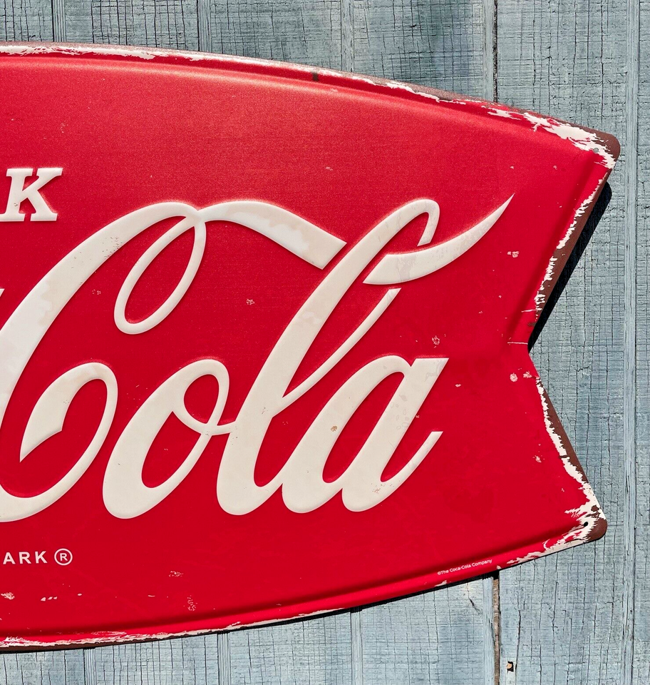 NEW! Reproduction Fishtail Coca-Cola / Coke Metal Sign 36in X 18in ...