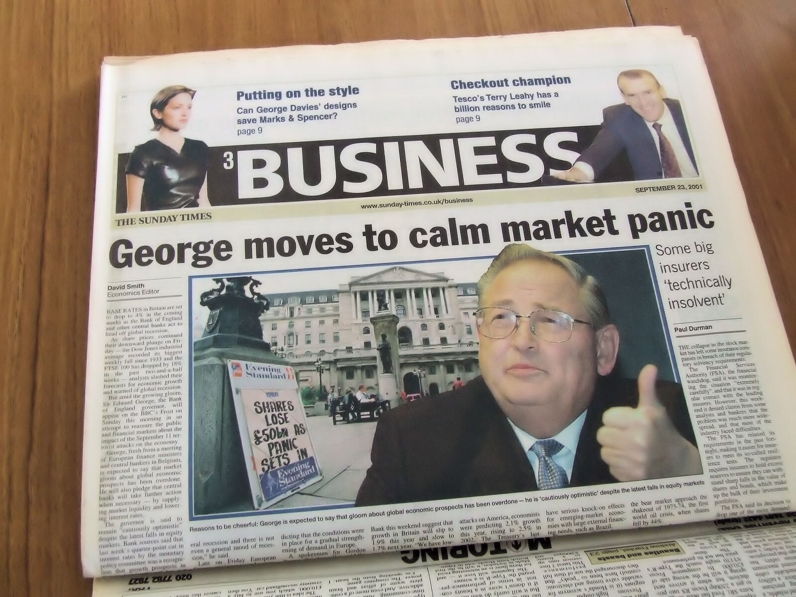 THE SUNDAY TIMES NEWSPAPER SEPT 23 2001 + SPORT + BUSINESS + NEWS ...