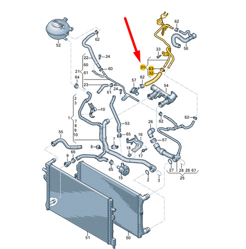 NEW VOLKSWAGEN ARTEON 3H7 COOLING SYSTEM BREATHER LINE 04L121070AB ...