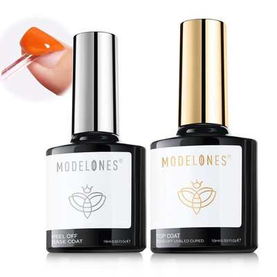Gel Top Coat and Peel off Base Coat Set, 2 Pcs No Wipe Clear Top Gel ...