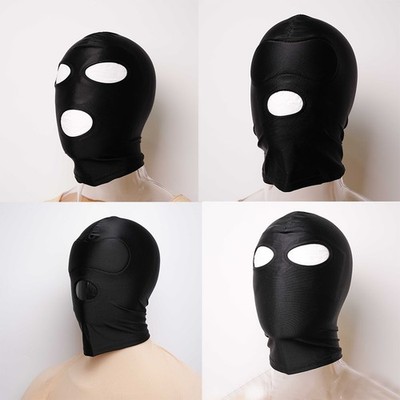 Spandex Full Head Restraint Open Mouth Hood Mask BDSM Headgear Slave ...