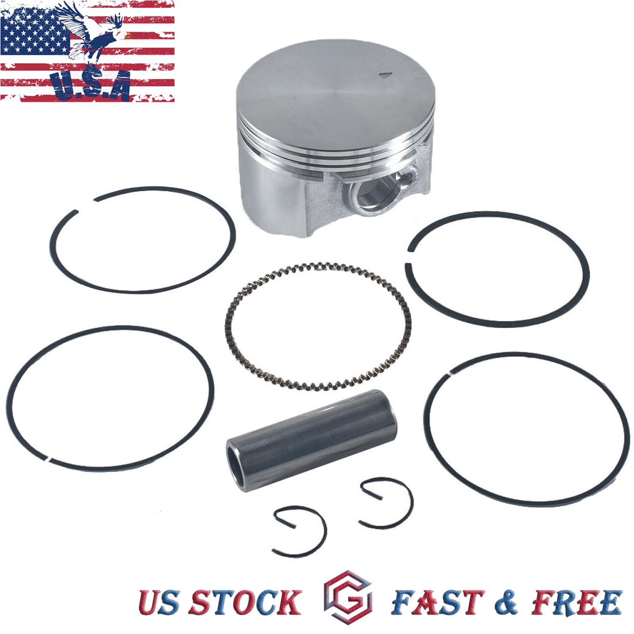 70mm Flat Top Piston Kit For Predator 212cc .550 Bore Mini Bike Go Kart ...