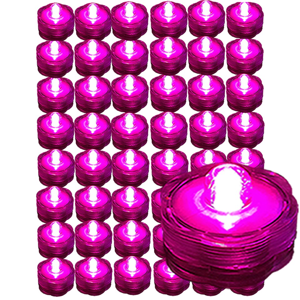 HOT PINK- 48 Qty Submersible LED Tea Light WEDDING Centerpiece ...