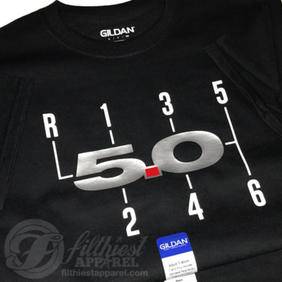 5.0L 6 SPEED MANUAL T-Shirt six shifter gear shift knob V6 mustang fan ...