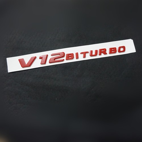 1x Red V12 BITURBO Glossy Plastic Decal Sticker Emblem Badge Engine ...
