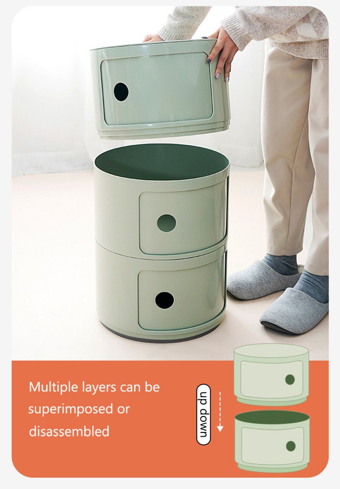 2/3/4/5 Tiers Plastic Cylinder Storage Unit Cabinet Cupboard Tower ...