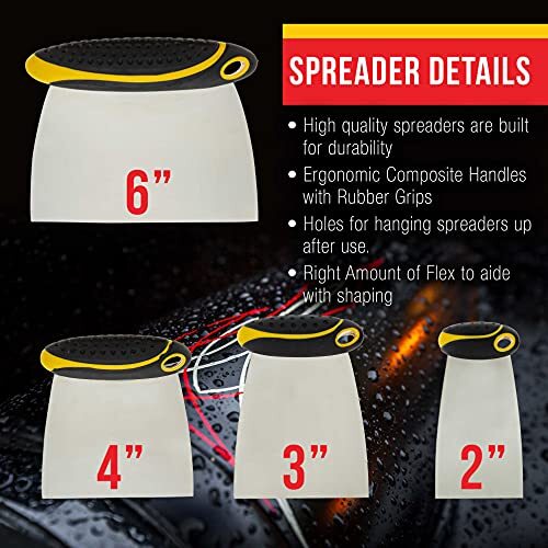 4 Pack Steel Body Filler and Putty Spreaders Scrapers Set with Handles ...