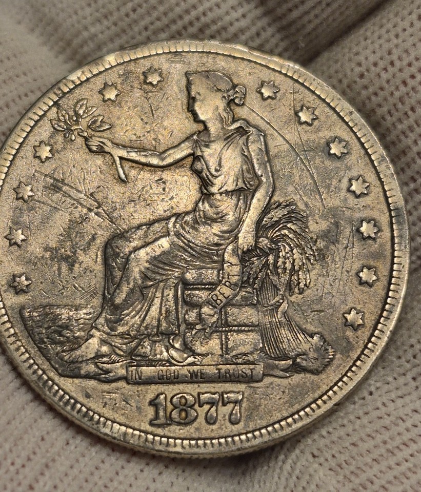 1877 Trade One Dollar $1, Harder date, Better Grade VF Details ...