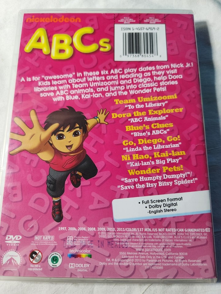 Nickelodeon Let's Learn: ABC's DVD Dora Diego Blues Clues Umizoomi ...