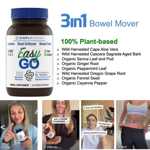 Dr. Schulze's Easy GO Bowel Mover - Formulated Gentle Laxative, Colon ...