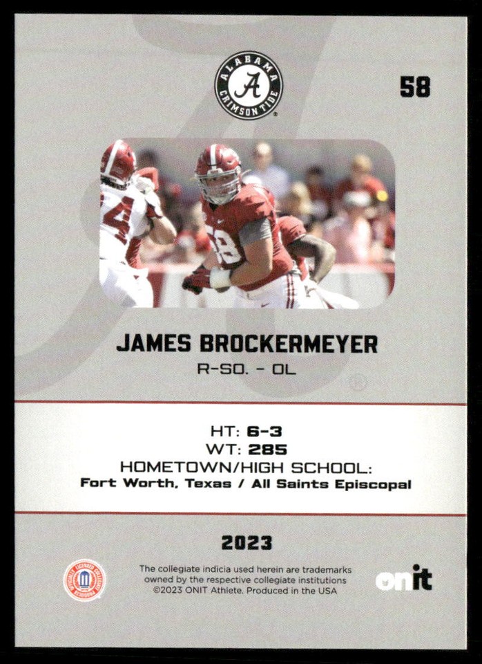 2023 Bowman University Alabama Crimson Tide James Brockermeyer | eBay