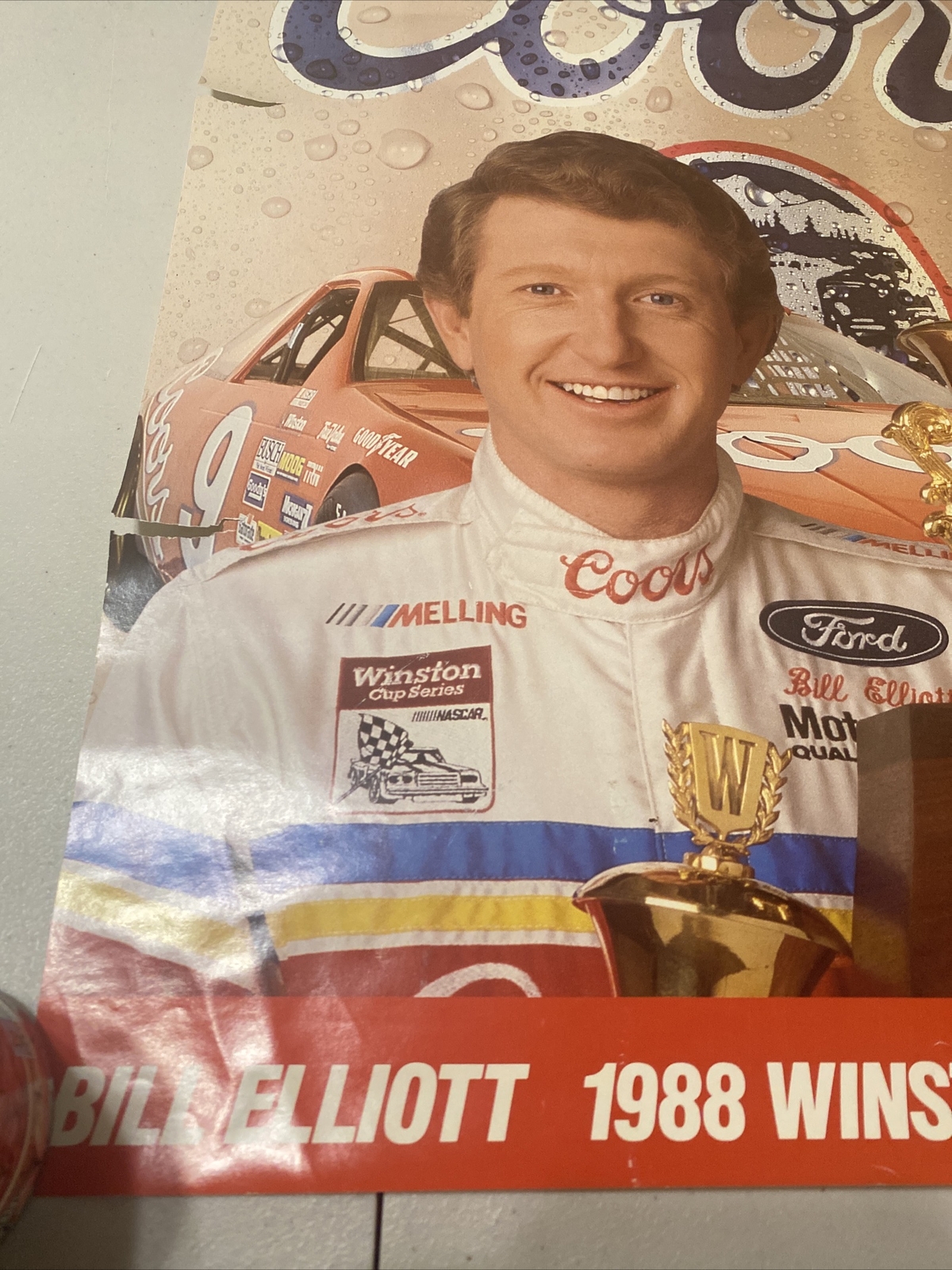NASCAR Coors Poster Bill Elliott 1988 Winston Cup Champion Vintage 15 ...