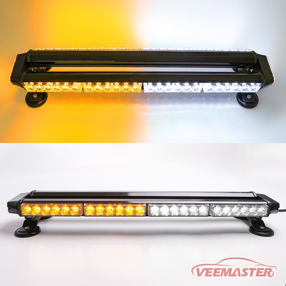 LED Strobe Light Bar Emergency Rooftop Double Side-Amber&White Traffic ...