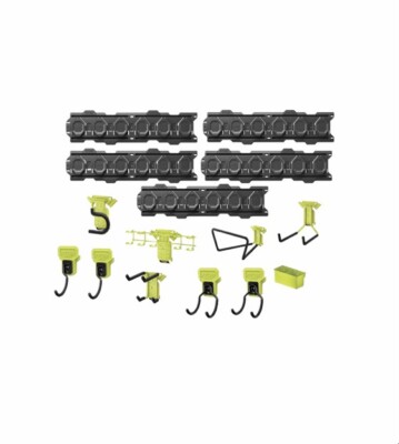 Ryobi LINK 15-Piece Wall Kit - RLWK15 (Wall Rails, Hooks & Organiser ...