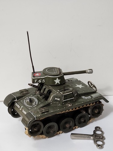 Vtg Gama U.S Zone D.R.G.M Germany Toy Military T-65 Tank key Wind-up ...