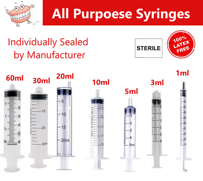 1ml / 1cc Syringe (No Needle) 3cc, 5cc, 10cc, 20, cc, 60cc, Choose Size ...