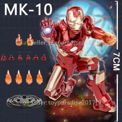 Iron Man MK10 Suit Mini Action Figure Building Block Base Stand Holder ...