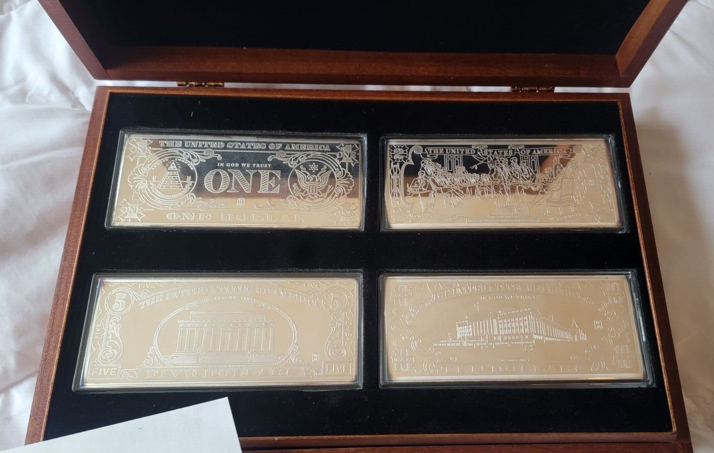 Set of 1997 Washington Mint 4oz .999 Fine Silver Bills - Set of 4 W ...