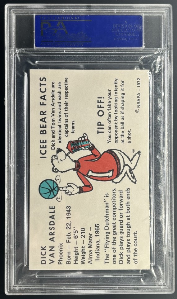 1972 Icee Bear - Dick Van Arsdale Oversized Vintage Phoenix Card PSA 8 ...