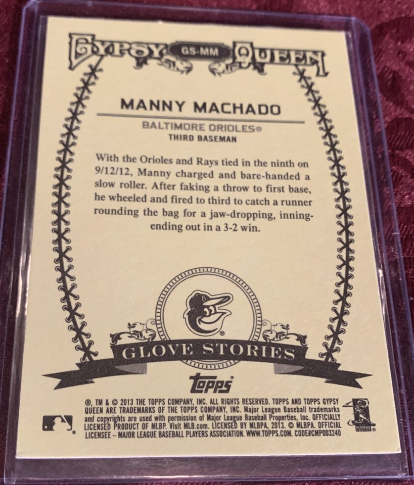 Manny Machado 2013 Gypsy Queen Glove Stories Insert # GS-MM, San Diego ...
