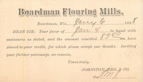 The Boardman Flouring Mills, Boardman, Wisconsin WI 1888 | eBay