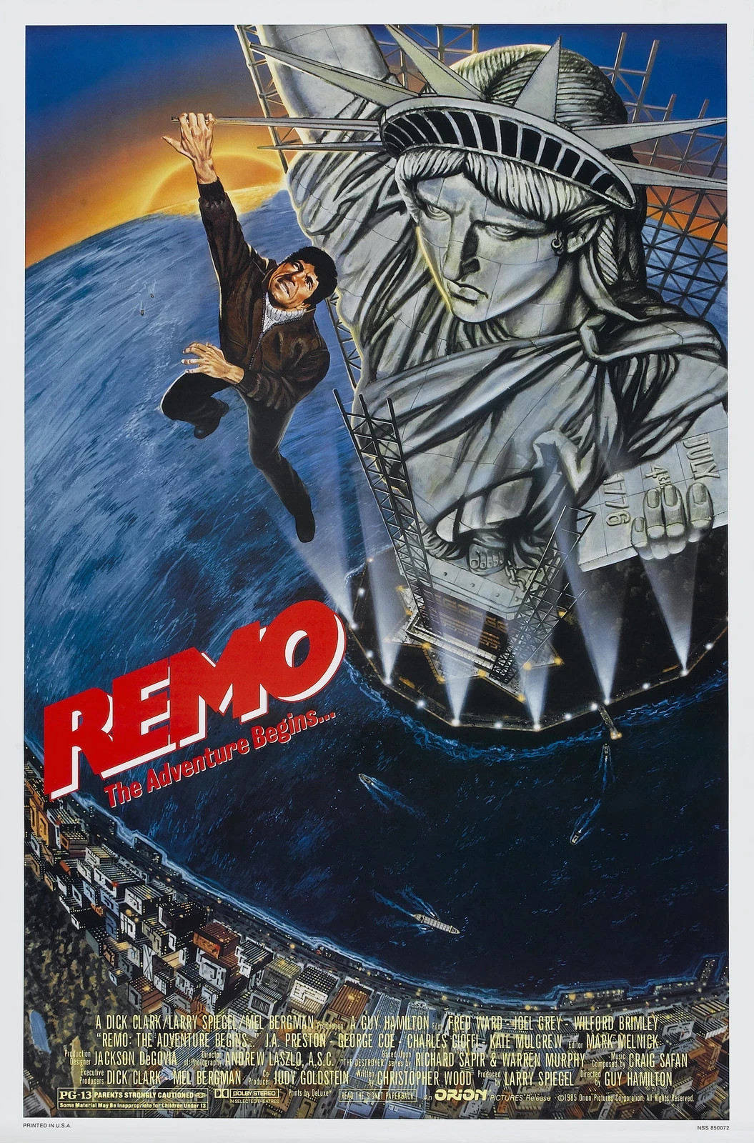 REMO WILLIAMS ORIGINAL ROLLED 27X40 MOVIE POSTER 1985 FRED WARD UNARMED ...