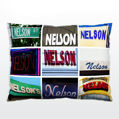 Personalized Pillow featuring the name NELSON in photos of signs | eBay
