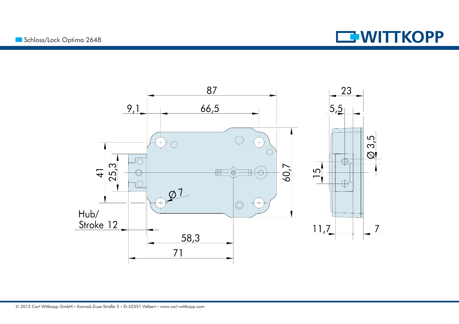 Tresorschloss Carl Wittkopp CAWI Optima 2648 VdS Kl. 1 mit zwei ...