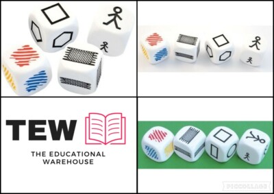 Dice Attribute Shape Set 4p (Thick/Thin, Small/Large, Shapes, Colour ...